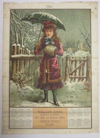 Llanidloes Flint Victorian Calendar Poster, 1894